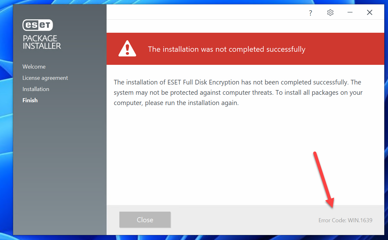 Error Installing FDE - Encryption - ESET Security Forum