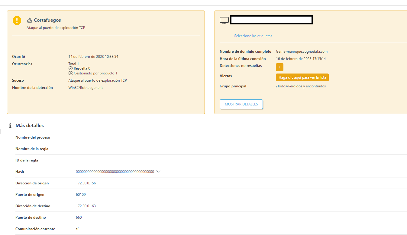 TCP scan port attack > Win32/Botnet.generic FROM PORT 660 - ESET ...