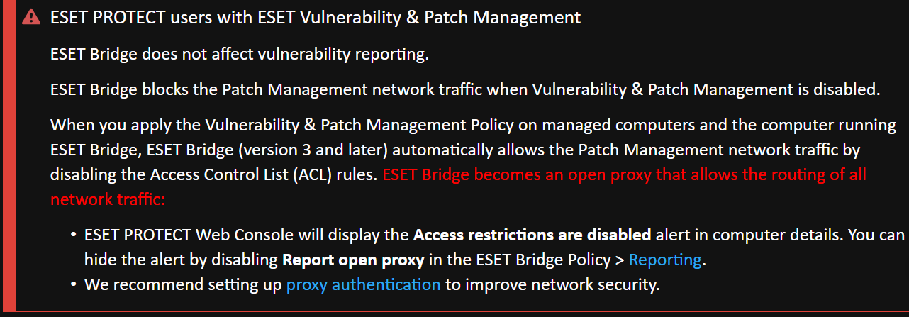Disabling the Access Control List (ACL) rules for ESET Bridge becomes ...