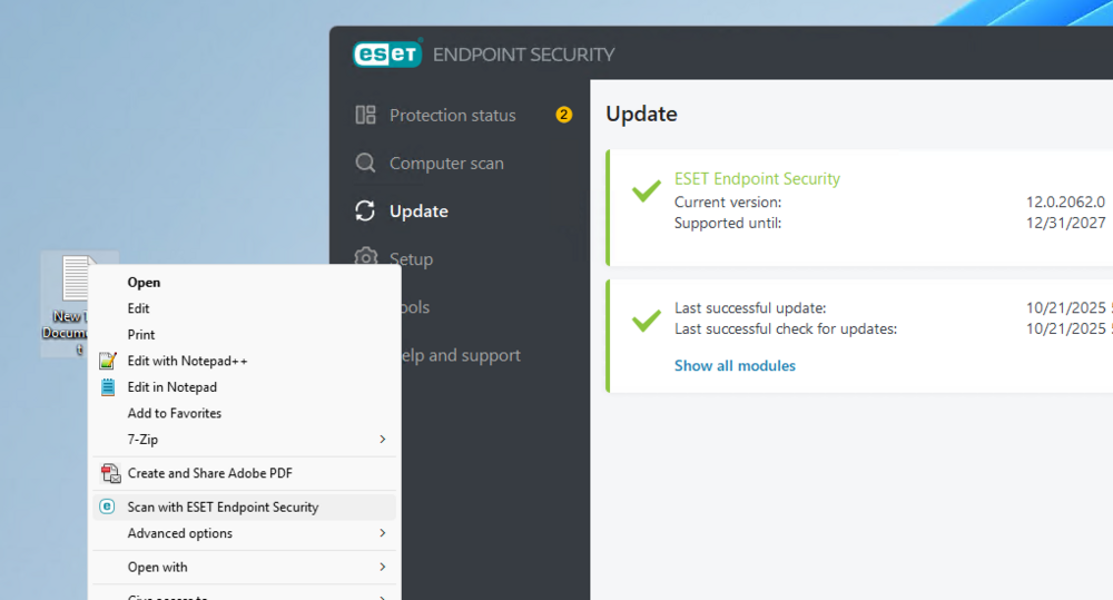 Context Menu Missing / Endpoint Antivirus 12.1.2057.3 - ESET Endpoint ...