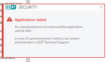 An unexpected error occurred and the application cannot start - ESET ...