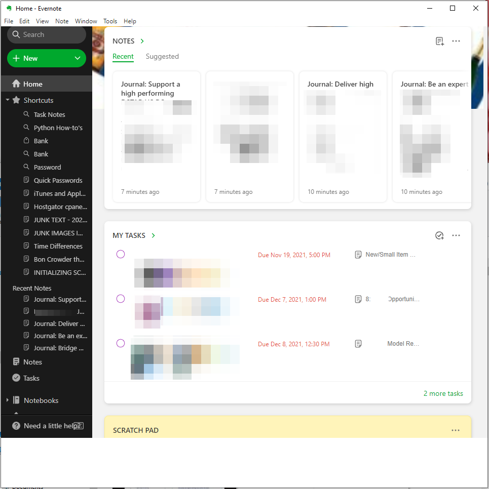 Evernote Windows App shifted up in window, cutting off top and leaving ...