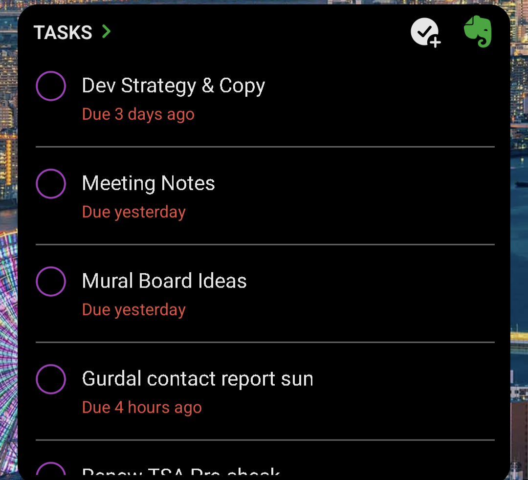 Task Widget - Evernote General Discussions - Evernote User Forum