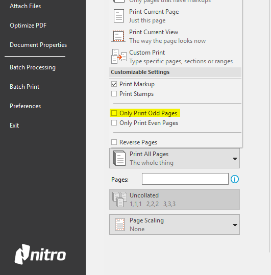 Printing every other page - Printing - Nitro Community Forums