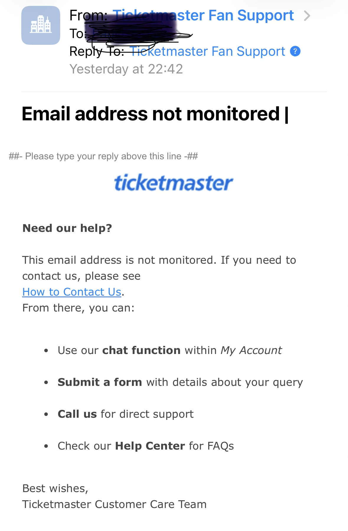 Strange Ticketmaster fan support email following U2.com renewal - One ...