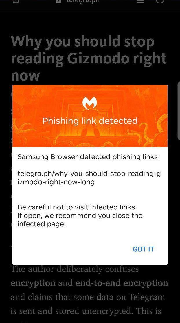 telegra.ph domine detected as phishing - Website Blocking ...