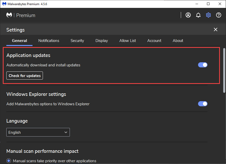 changing check for updates - Malwarebytes for Windows Support Forum ...