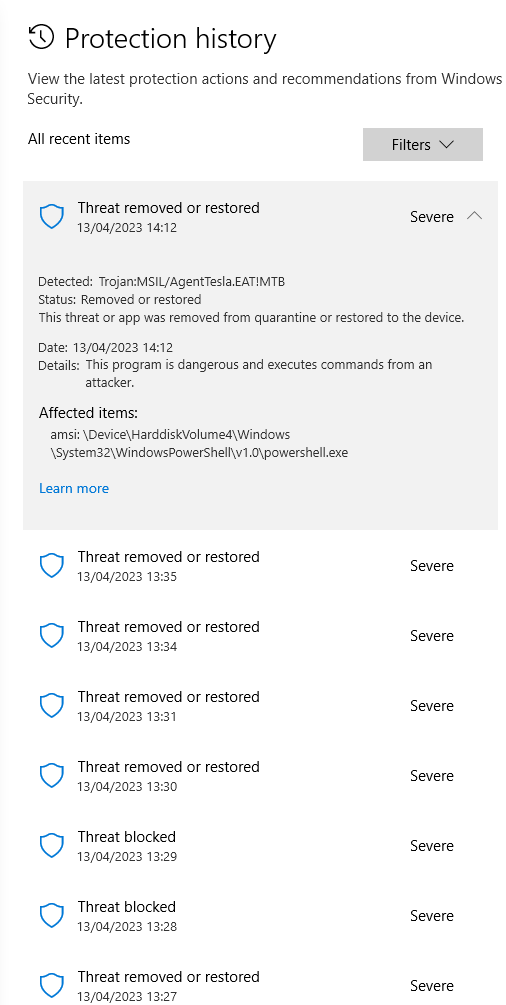 Can't remove AgentTesla Trojan - Resolved Malware Removal Logs ...