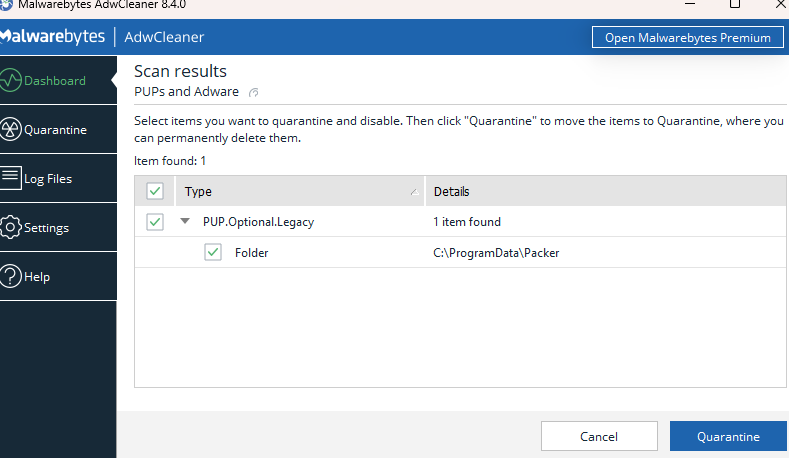 AdwCleaner PUP.Optional.Legacy - Resolved Malware Removal Logs ...