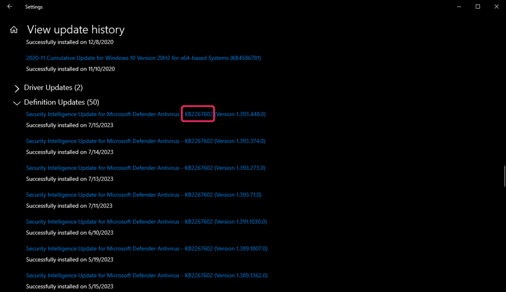 Windows keeps downloading the latest/same definitions every update ...