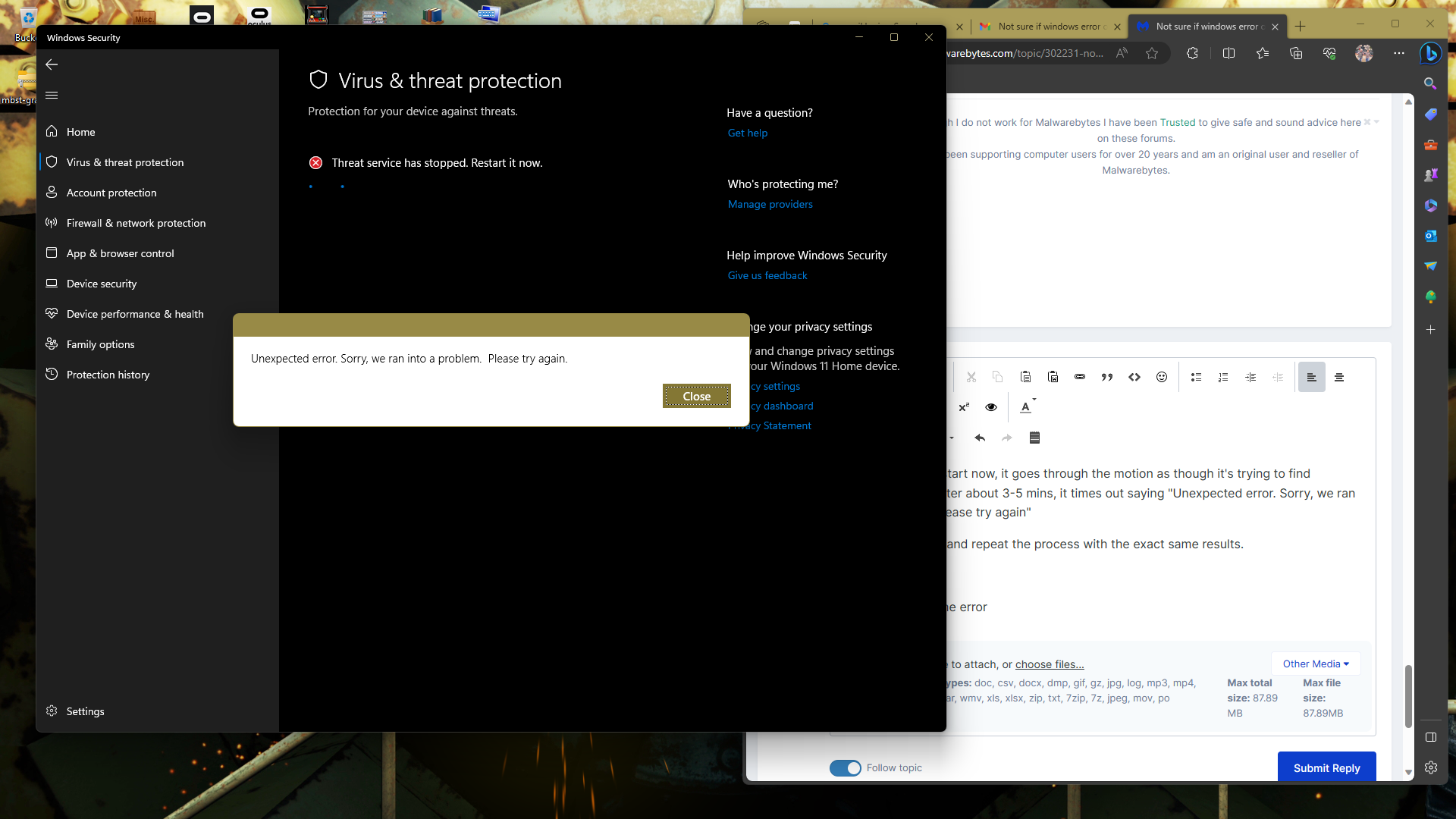 Not sure if windows error or MB? - Malwarebytes for Windows Support ...