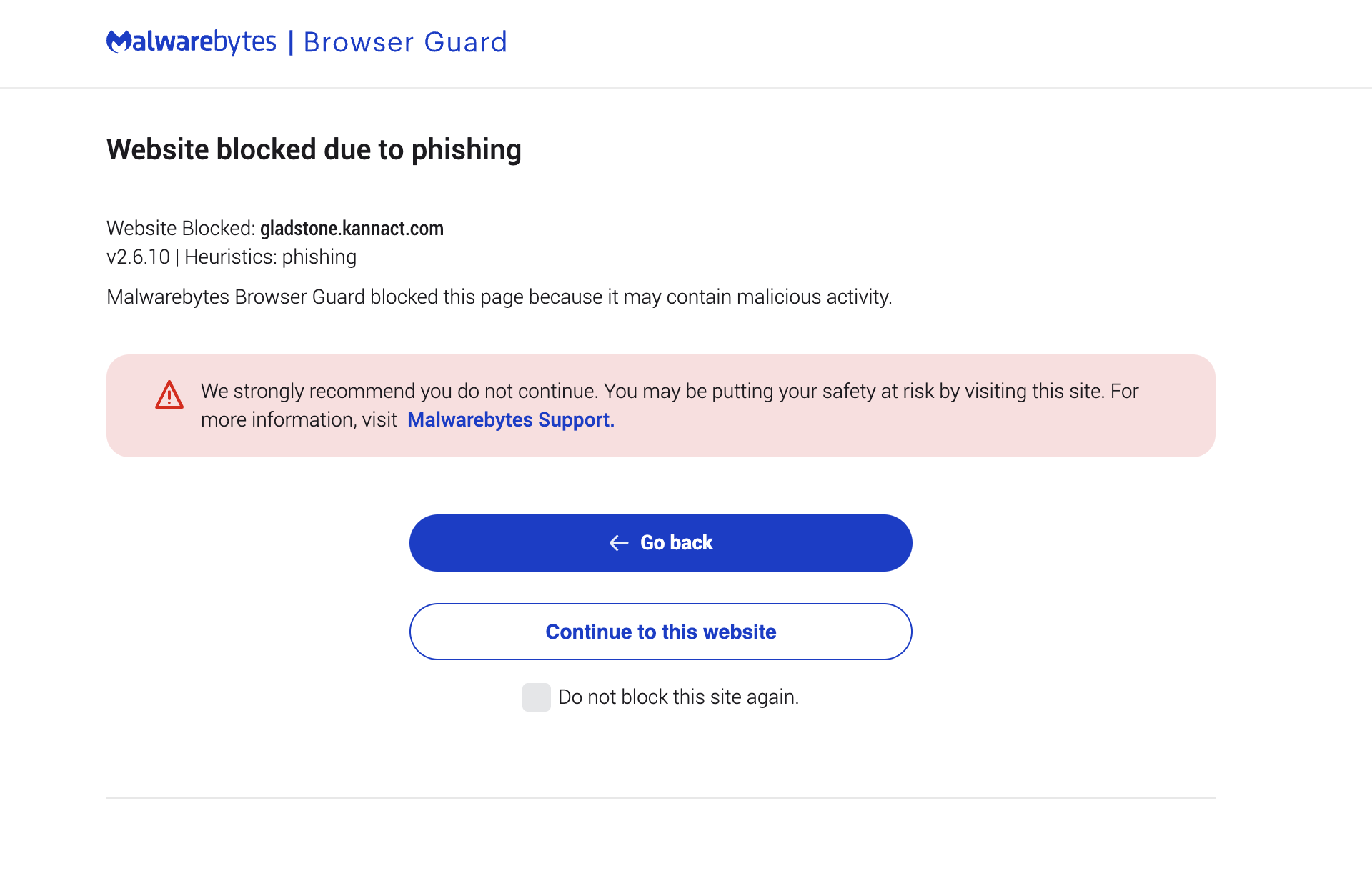 Website blocked due to phishing v2.6.10 | Heuristics: phishing - Chrome ...