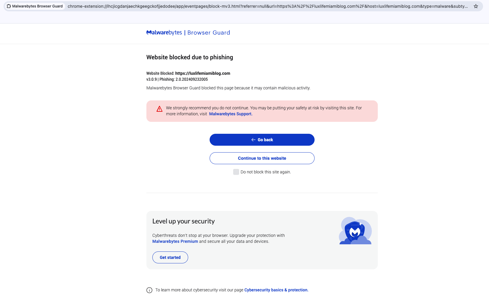 Website blocked due to phishing - Chrome - Malwarebytes Forums