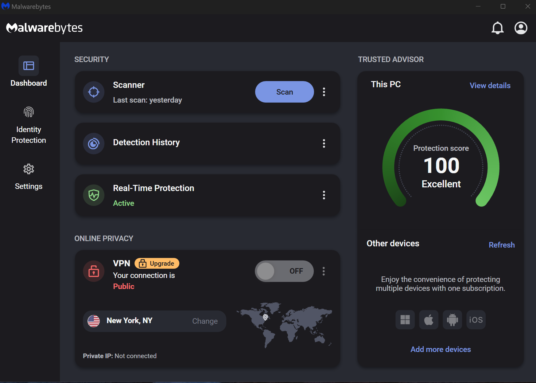 Malwarebytes show 100% protection, but NordVPN shows a problem ...