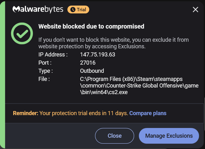Counter Strike 2 (CS2) flagged as malware whilst playing competitive ...