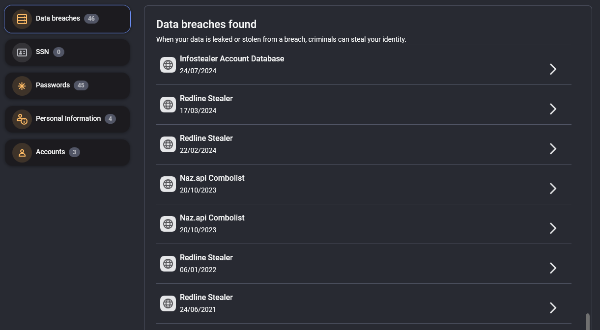 i used malwarebytes to check my gmail and i have 46 data breach and etc ...