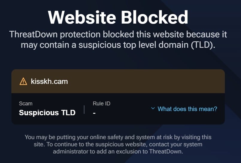 False Positive Report: kisskh.cam (Heuristic TLD Block - No Rule ID ...