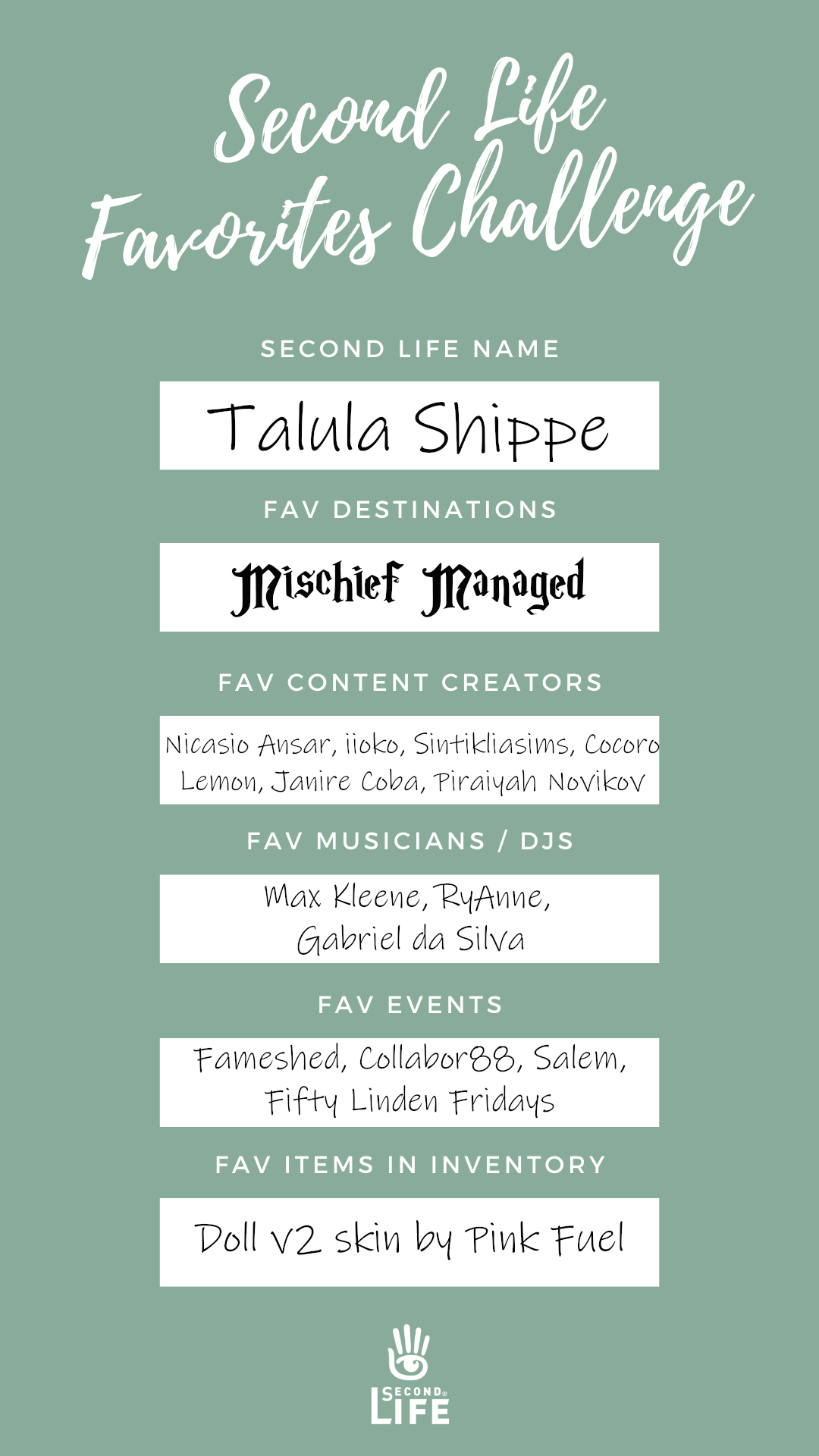 Favorites Challenge - Challenges - Second Life Community