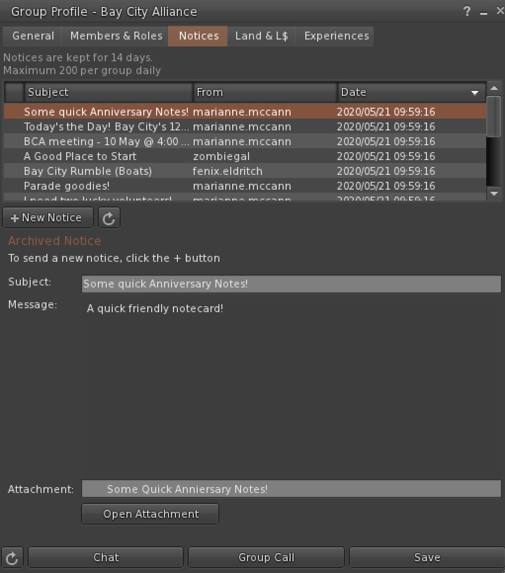 Group notices and settings - General Second Life Tech Discussion ...