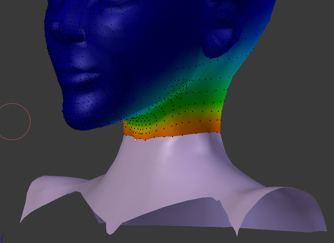 Lining up the neck seam between the torso and head for a new mesh body ...