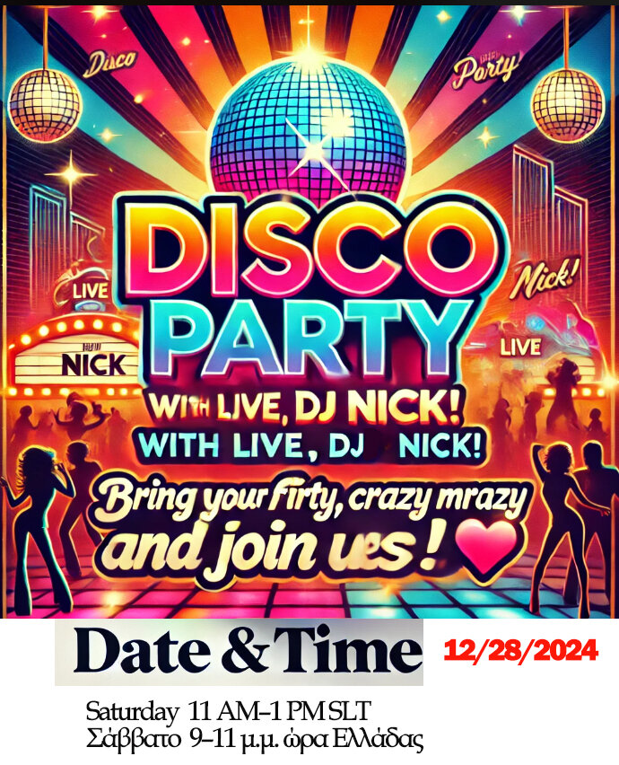 Disco Party with live Dj Nick! Bring your flirty crazy mood and join us ...