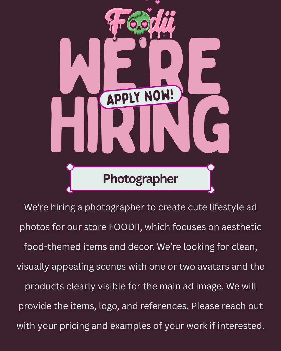 Hiring a photographer to create ad photos! - Inworld Employment ...