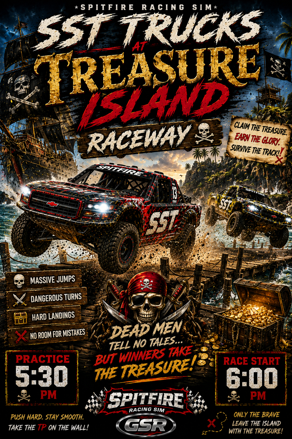 🏴‍☠️ WEDNESDAY NIGHT! Spitfire SST Trucks at Treasure Island Raceway ☠️ ...