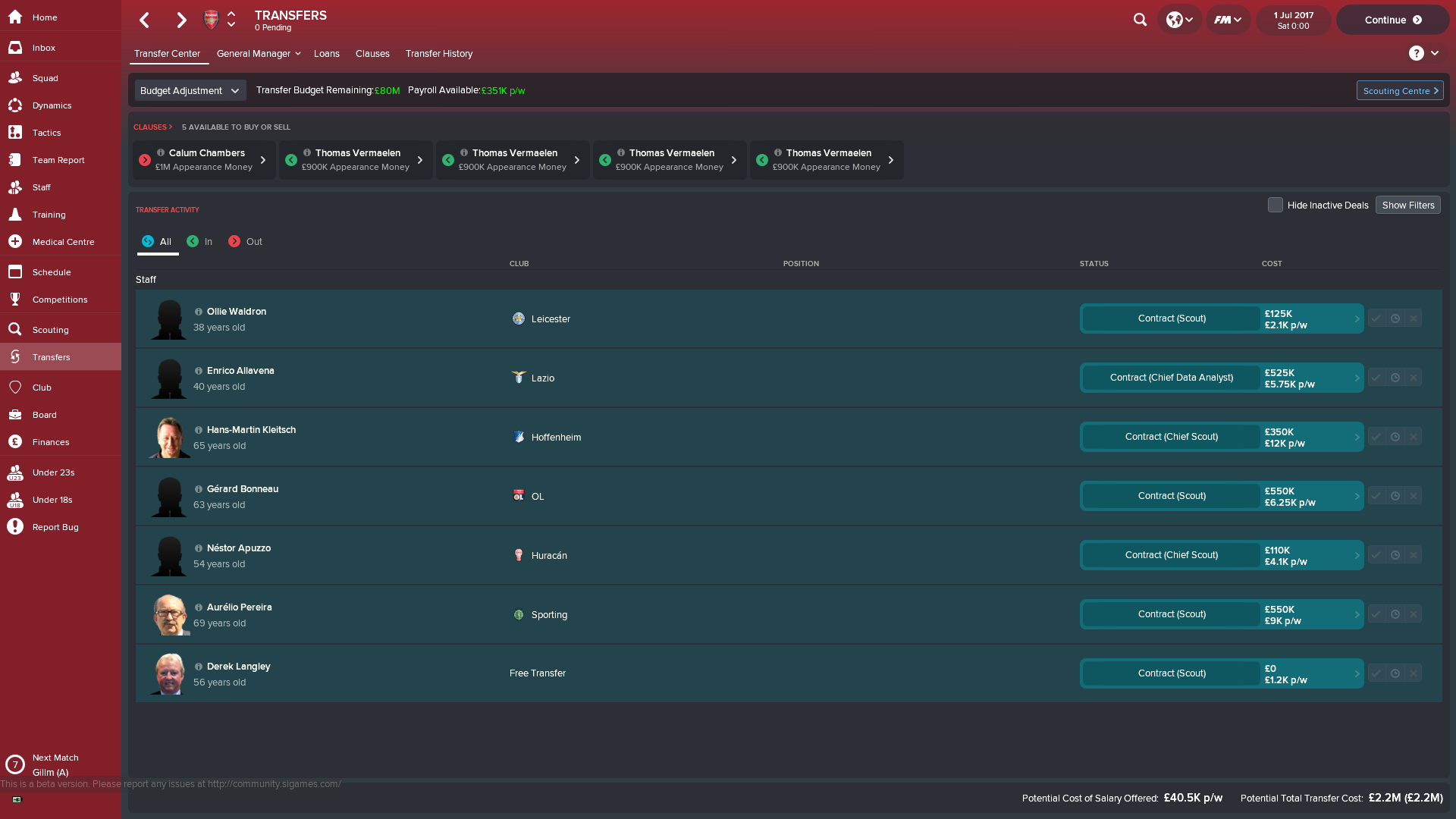 Transfer Screen (incoming staff contract role) - User Interface Early ...
