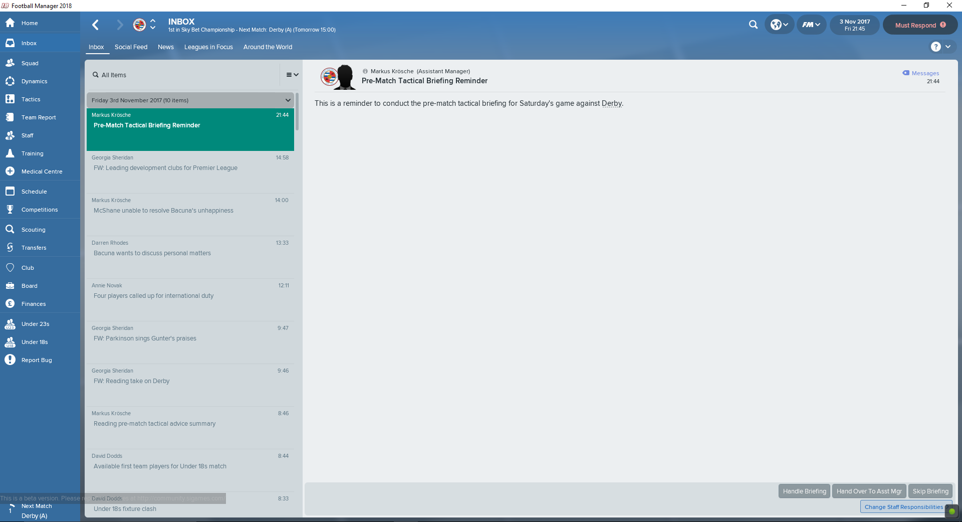 tactical briefing - Sports Interactive Community