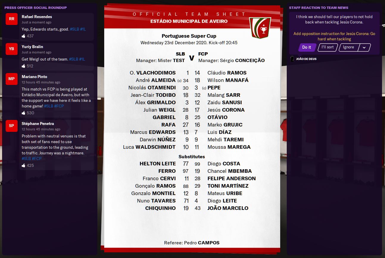 Bring back Pre-Match Line-Up with Formation and Player Faces - Football ...