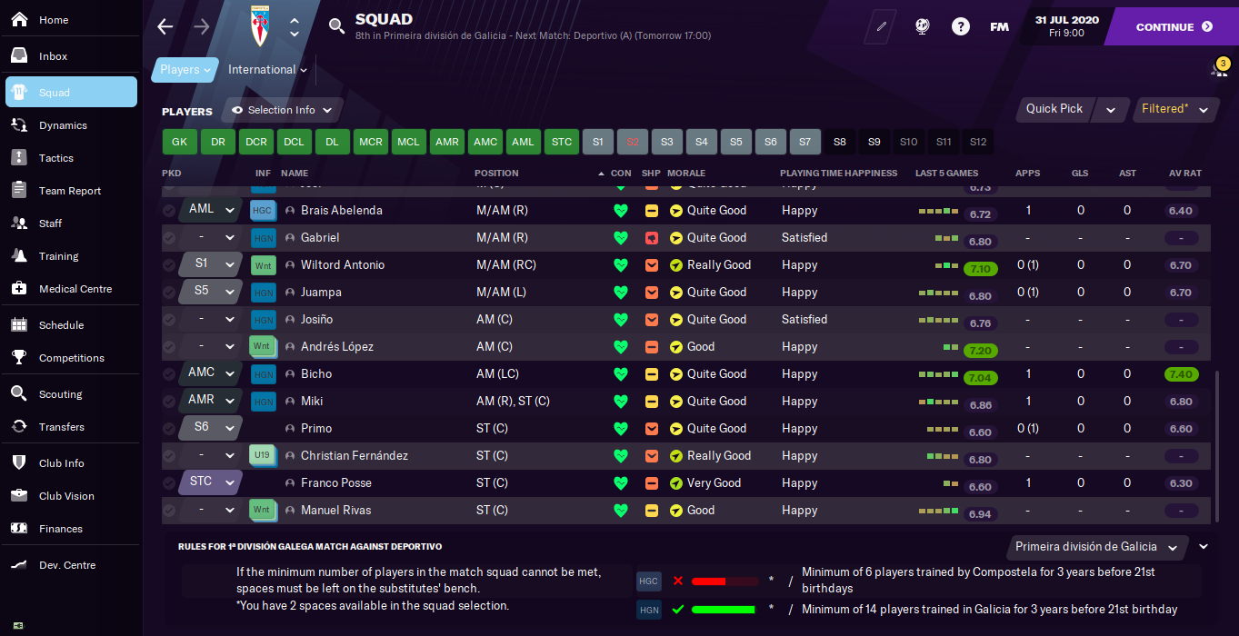 Squad rules defined in the editor are working as matchday rules in the ...