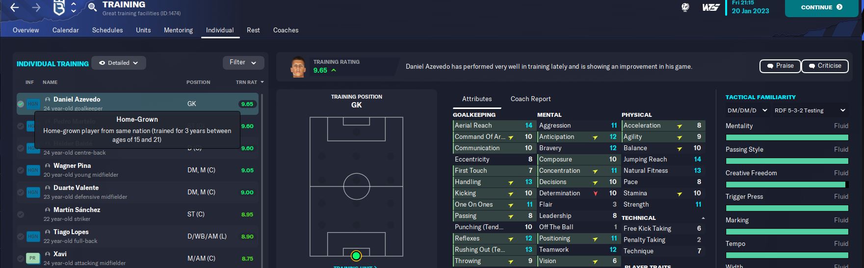 Individual Traing screen defaults to 4-3-3DM Wide Tactic - Medical and ...