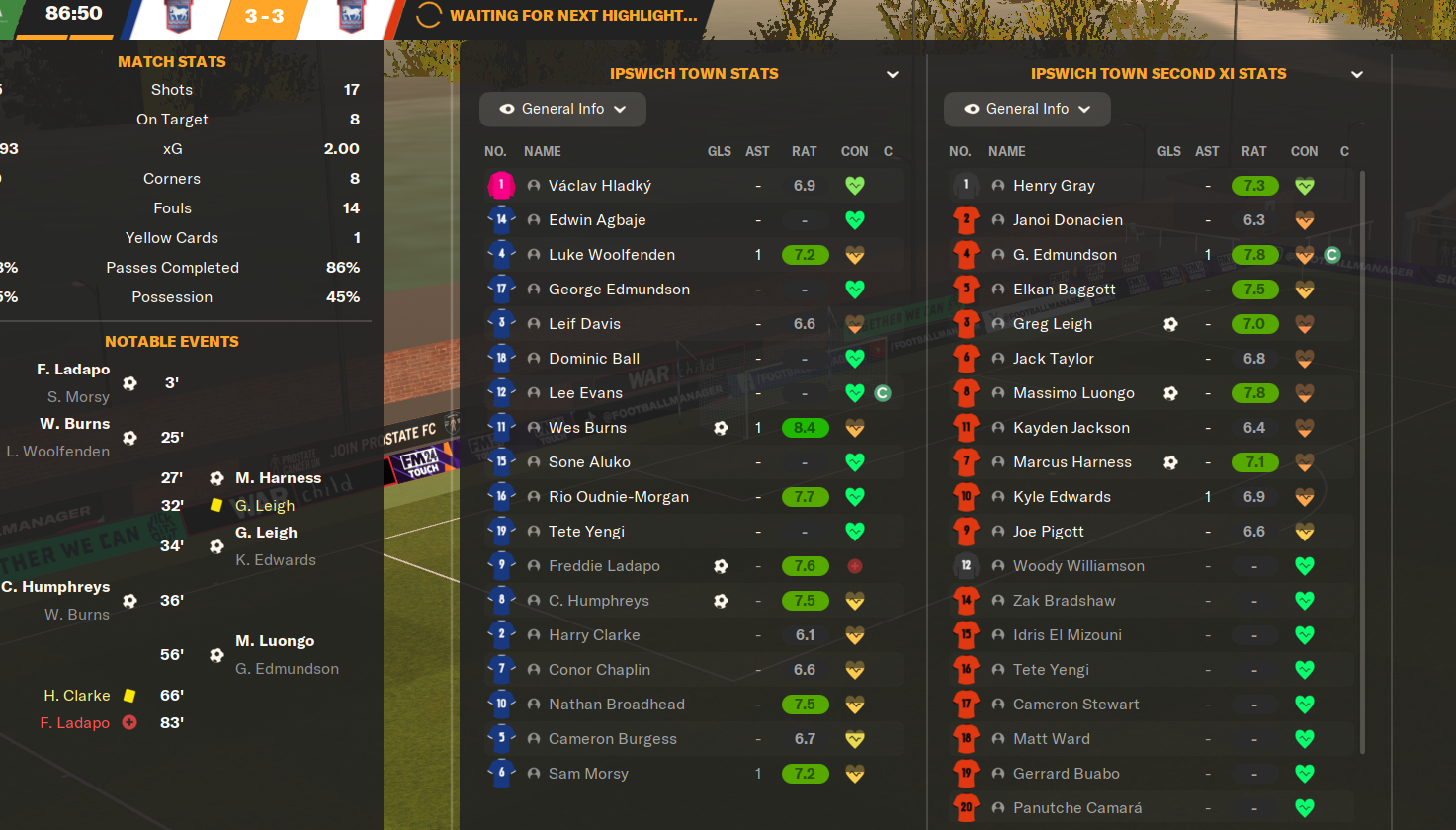 Player playing for both teams - George Edmondson (ITFC) - Match Stats ...