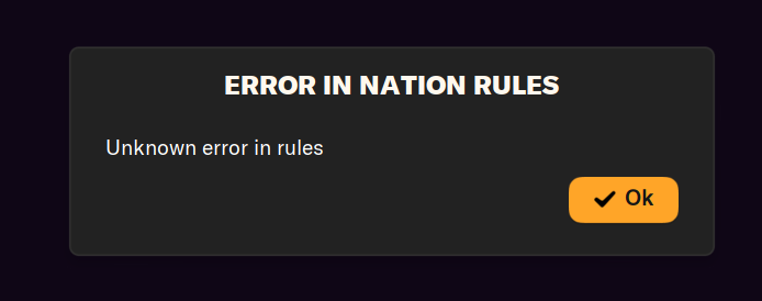 FM 24 "Unknown Error in Nation Rules" - Editors Hideaway - Sports ...