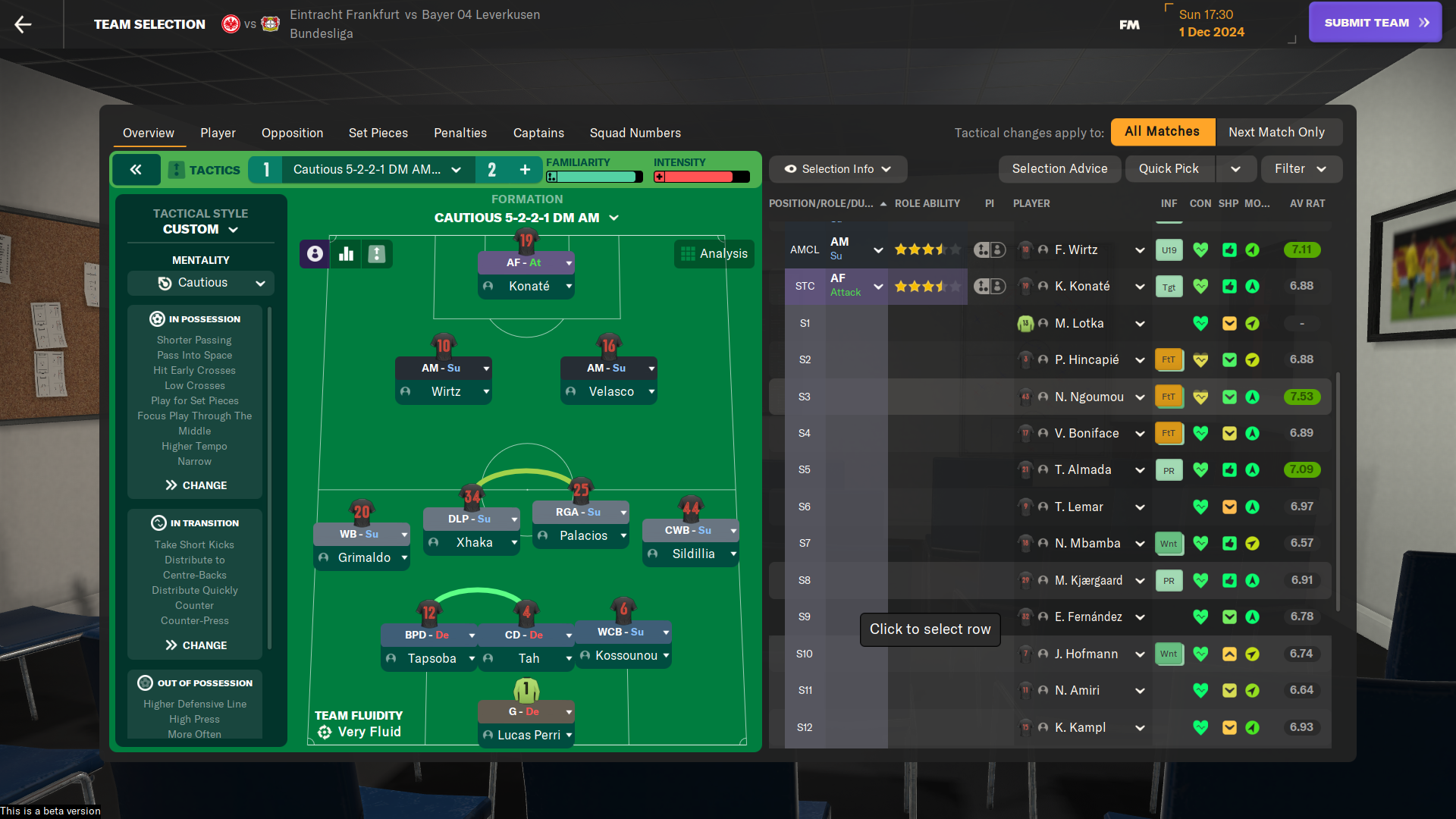 Squad Selection - can't lower number of subs manually - User Interface ...