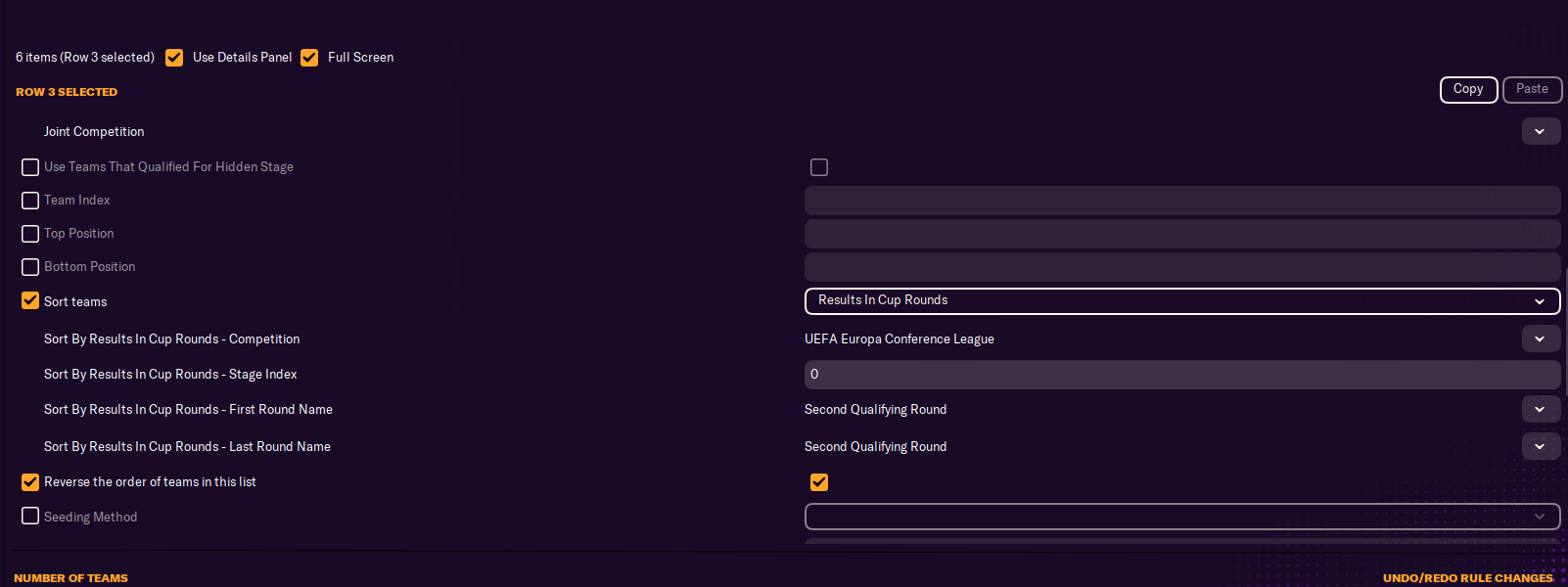 Creating new European competition - Advanced Rules Editing - Sports ...