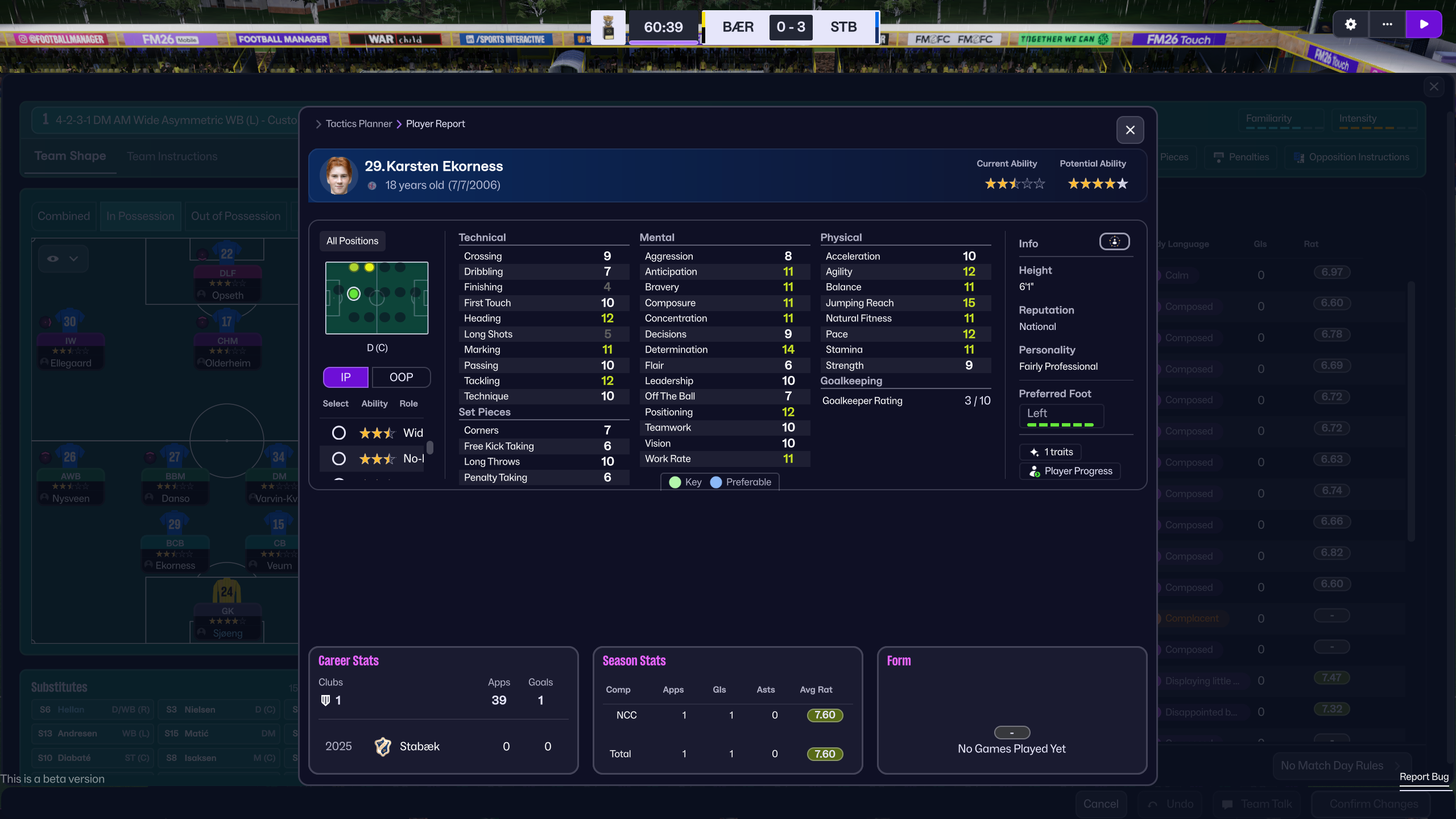 Matchday Usability - Match Day (Tactics) UI Issues