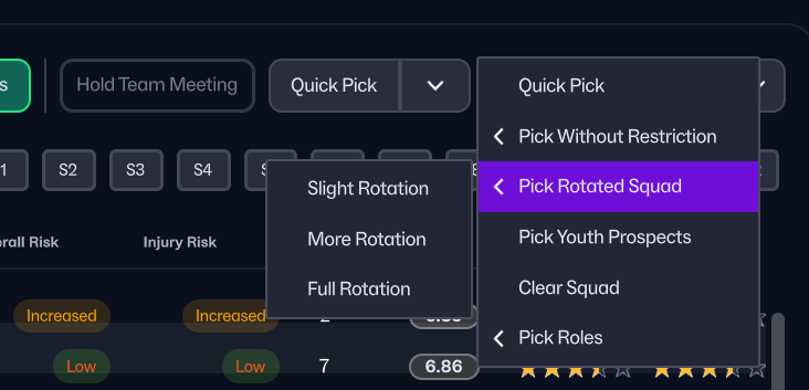 Quick Pick Rotation Ignores Squad Selection Filters on Squad Page ...