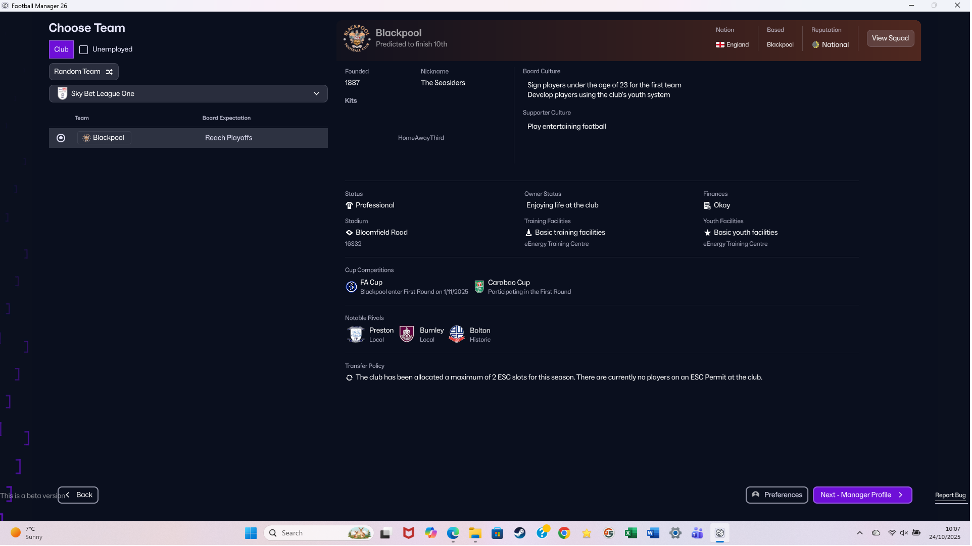 Initial club selection in advanced setup - Career UI Issues - Sports ...