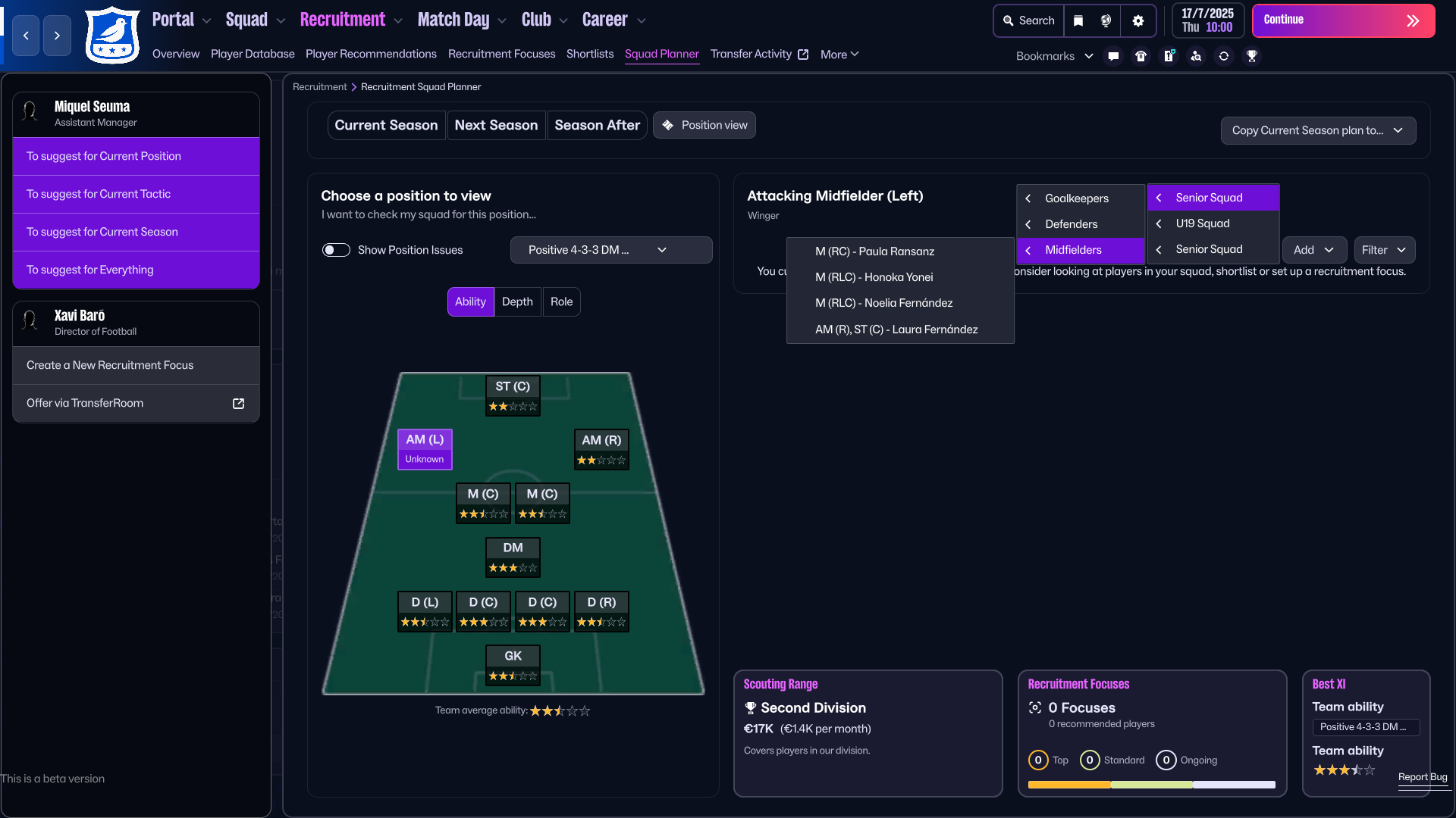 Recruitment Squad Planner doesn't show all players - Recruitment UI ...