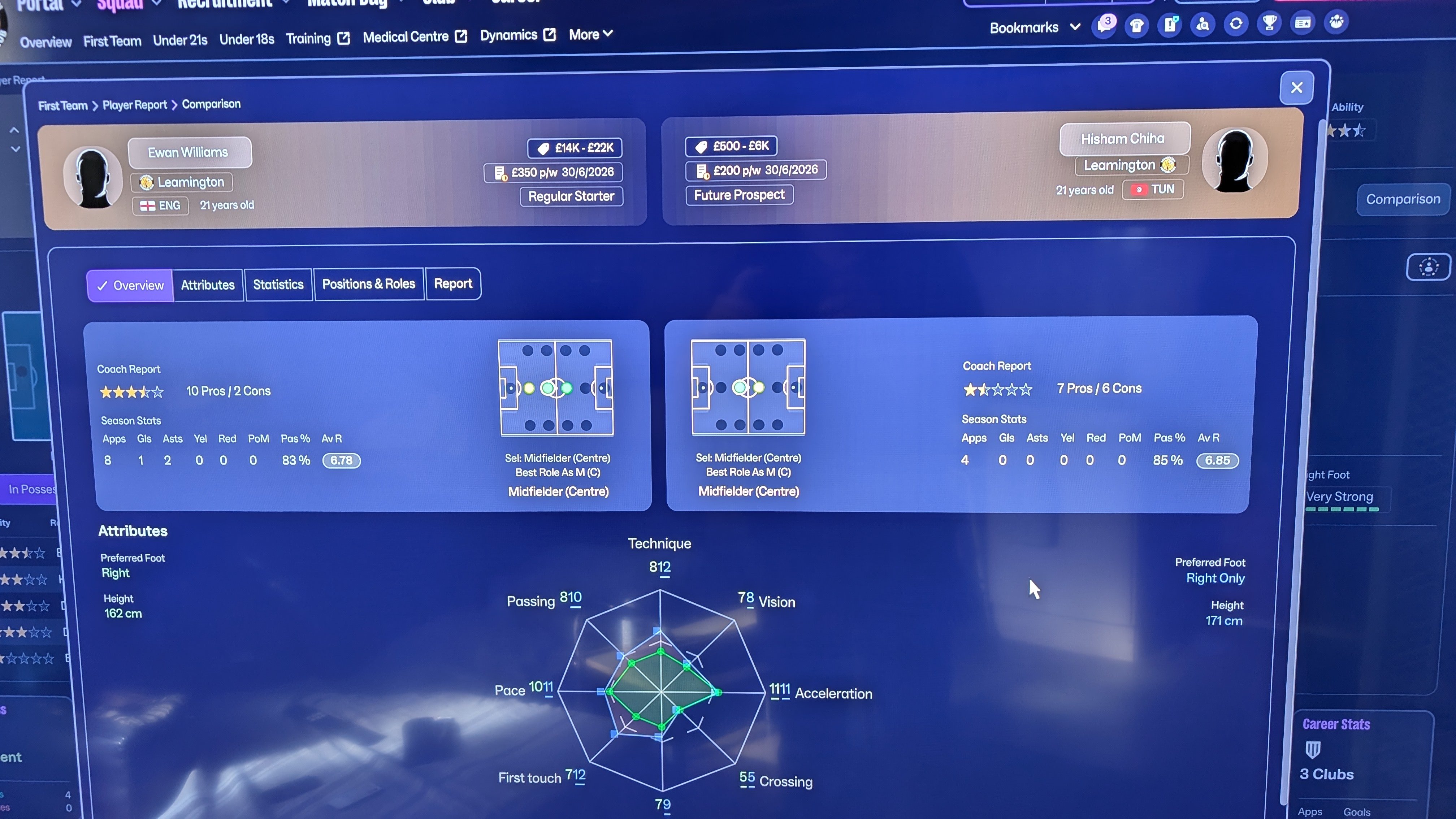 PLAYER TO PLAYER COMPARISON GRAPH - Club UI Issues - Sports Interactive ...