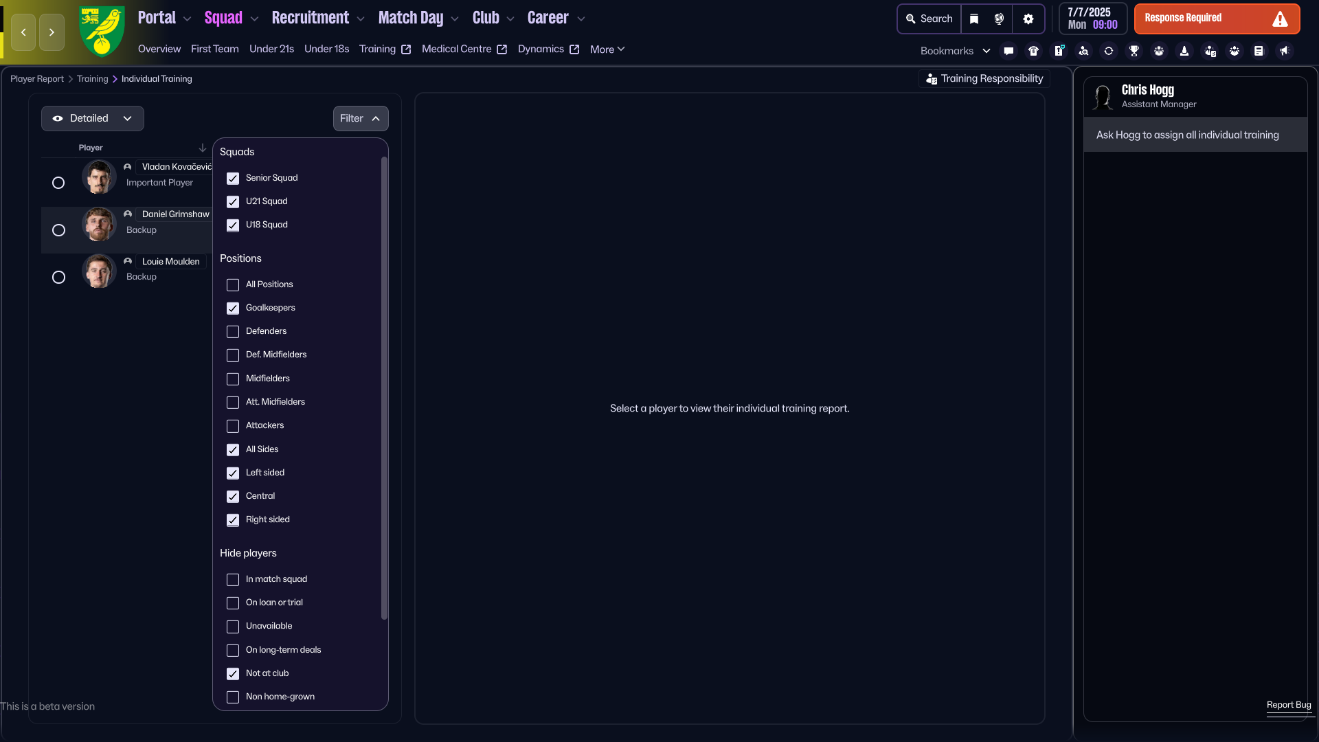 U21 and U18 PLayers Not Showing Up When Selected - Squad UI Issues ...