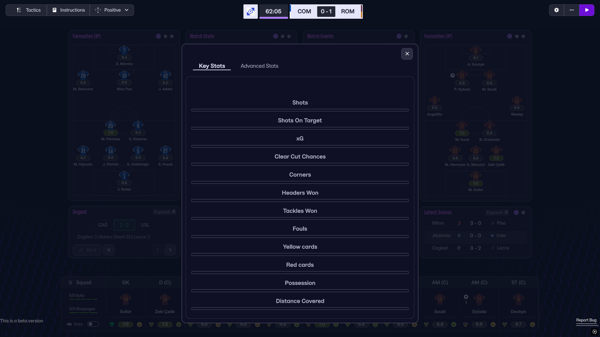 Match Stats - Advanced Access Beta's Crash & Technical Issues - Sports ...