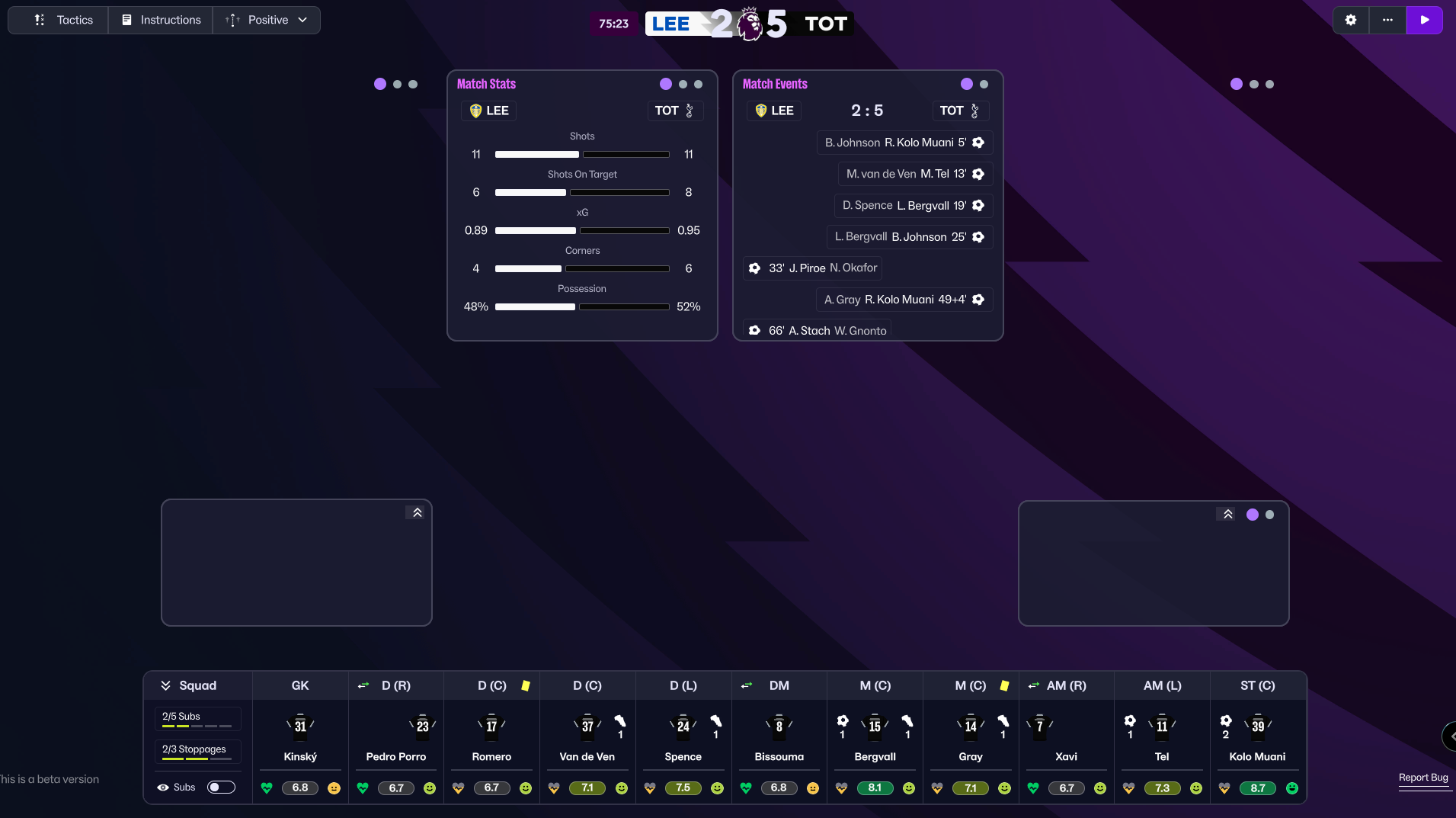 Matchday Screen shows no details - Matchday Experience UI Issues ...