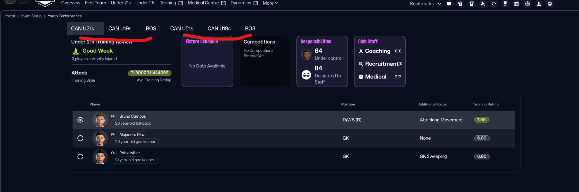 Repeating youth teams on Youth Setup screens - Squad UI Issues - Sports ...