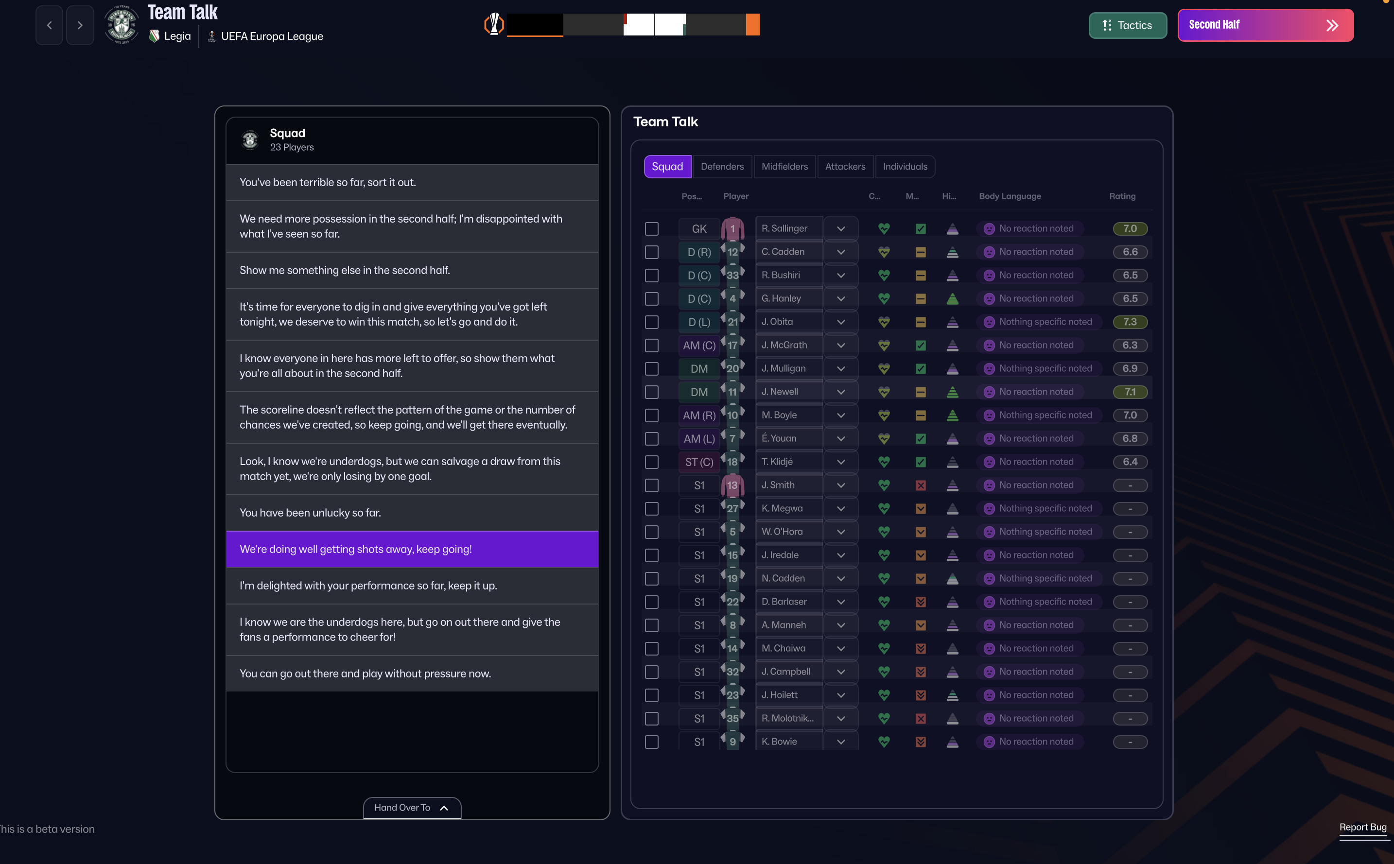 Time and score missing - Match Day (Tactics) UI Issues - Sports ...