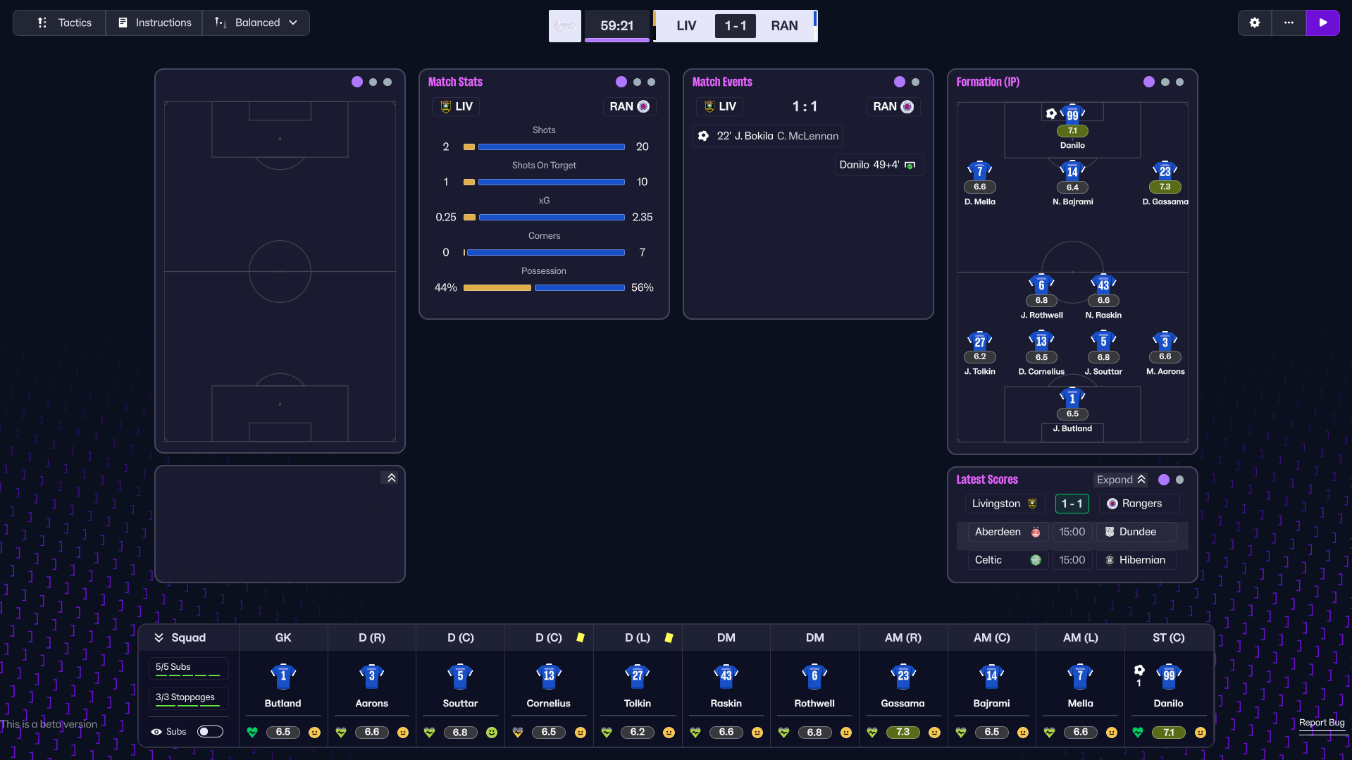 2D pitch shows split colours and/or disappears - Matchday Experience UI ...