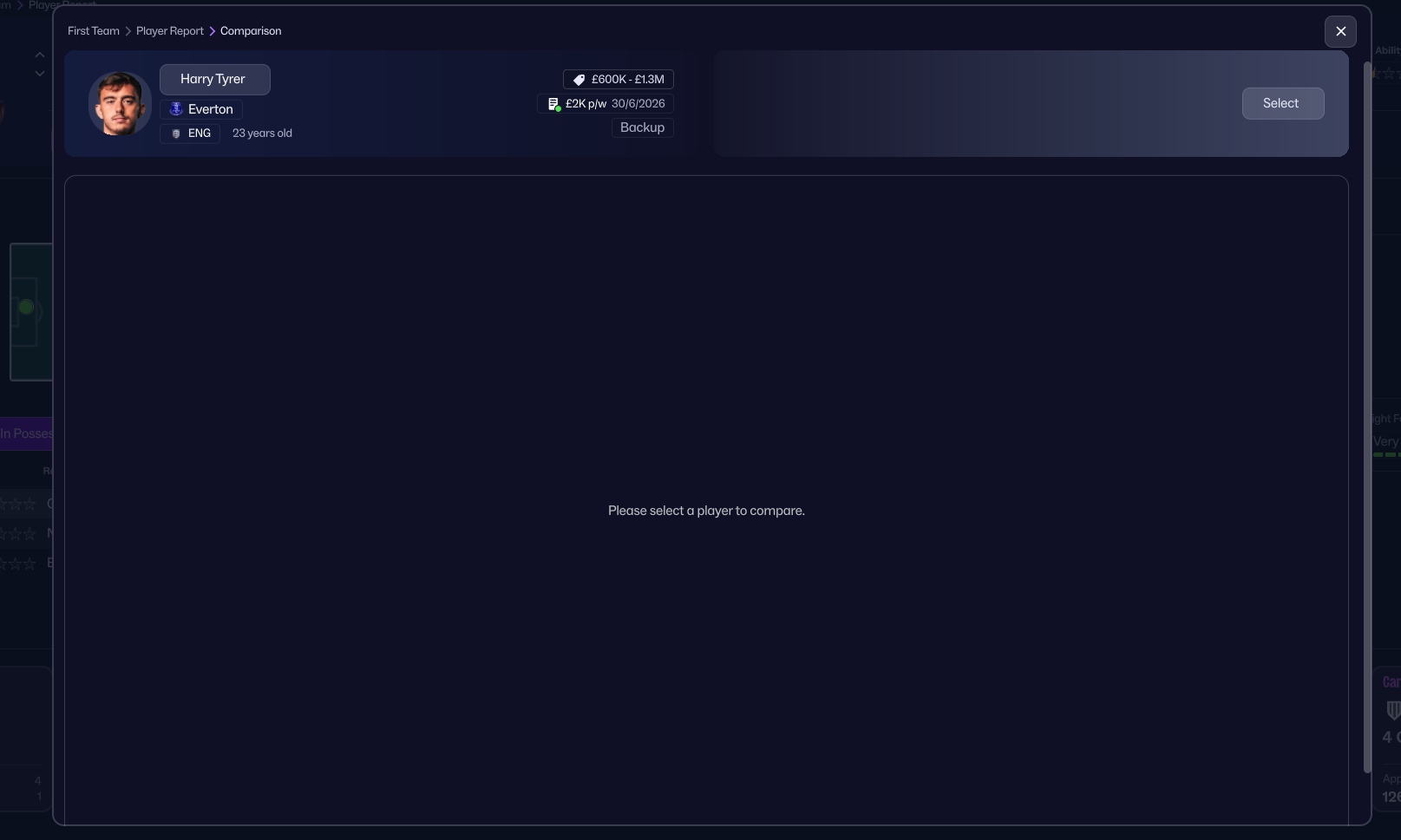 compare players drop down not a second player - General UI Issues ...