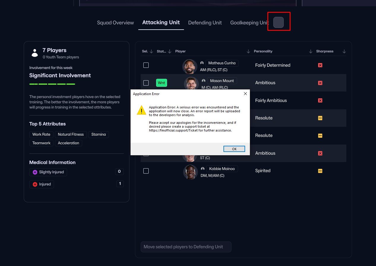 Training Unit UI issue - Career UI Issues - Sports Interactive Community