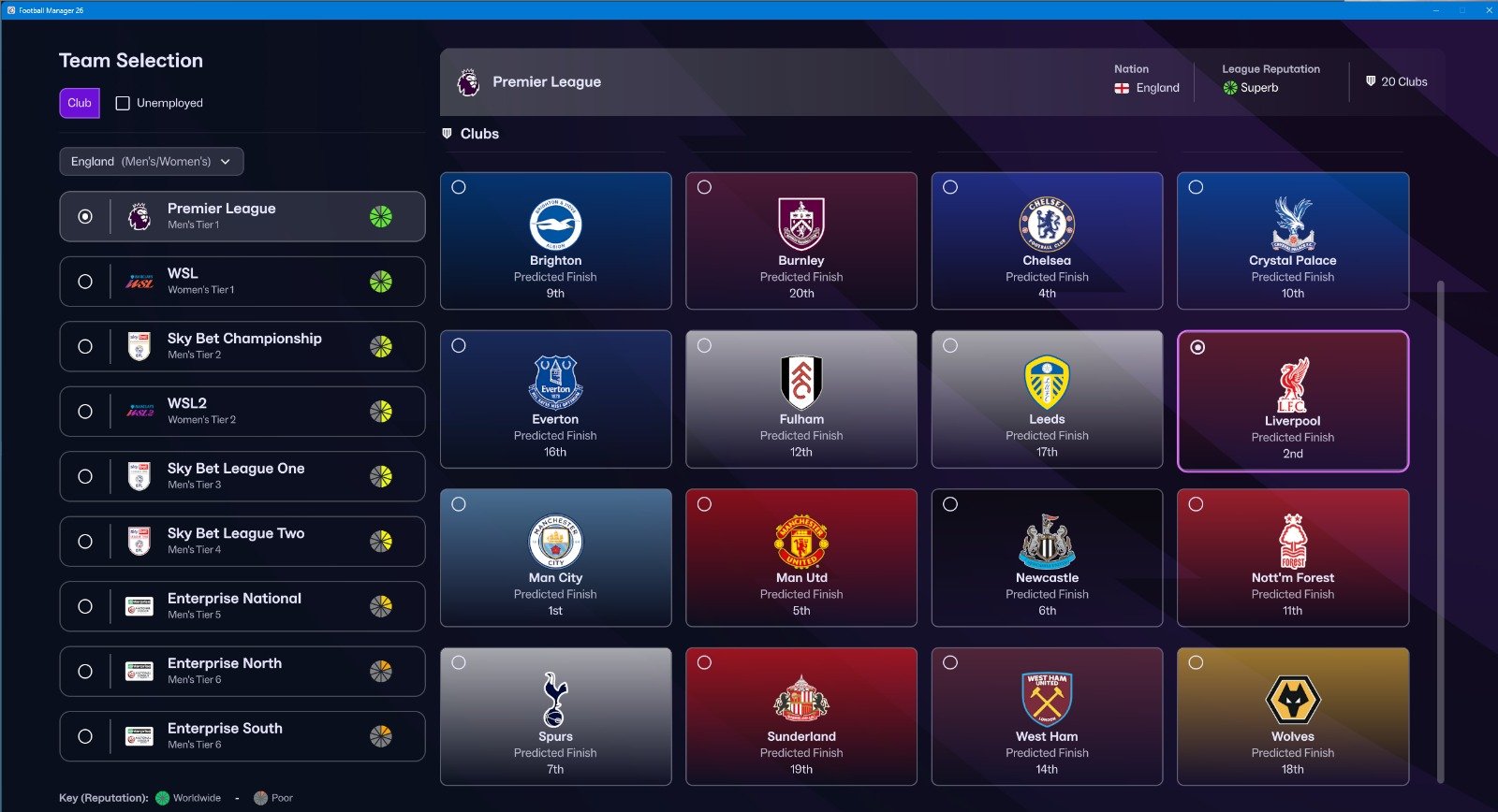 Unable to proceed to Next- Game Setup> after club selection ...